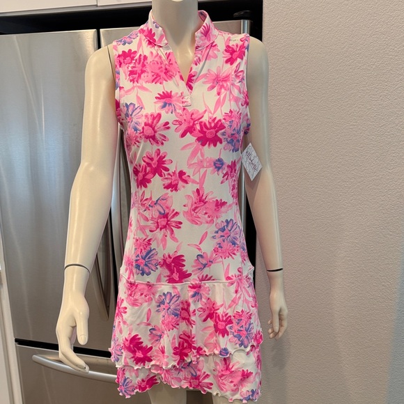 La Belle | Dresses | Ella Belle Golf Tennis Dress Pink And White Floral ...